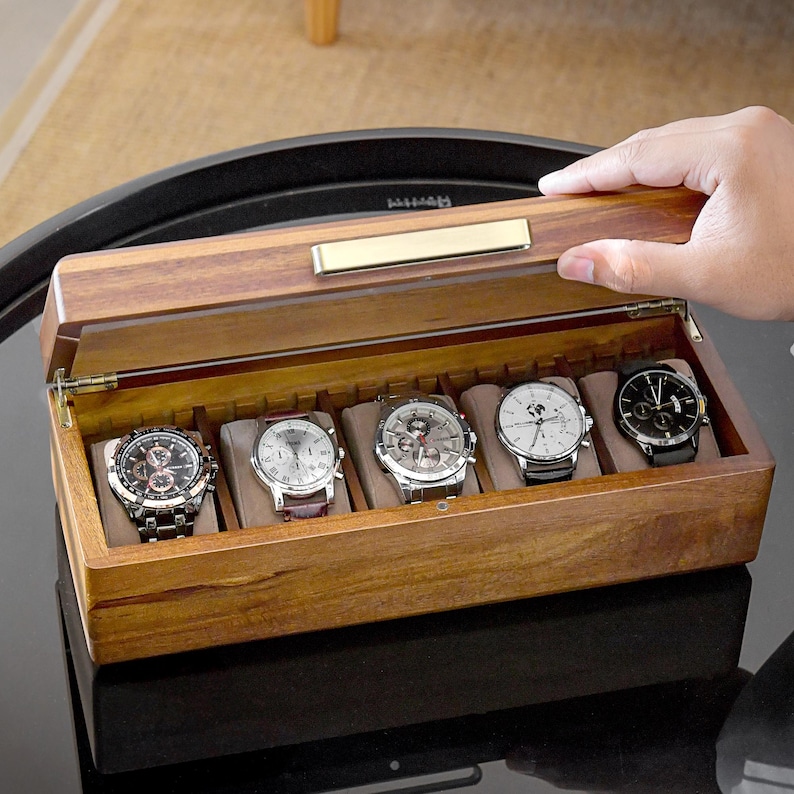 Custom Engraved Watch Box Luxury Wooden Gift Organizer With Velvet ...
