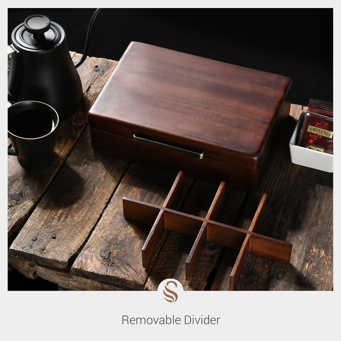 Custom Engraved Tea Box Natural Acacia Wood 4-8 Compartments - Etsy