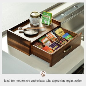 Custom Engraved Tea Organizer Personalized Tea Box With Drawer for Tea ...