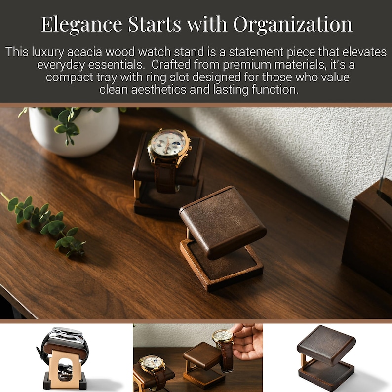 Engraved Wood Watch Stand for Men Personalized Gift Bedside Watch ...