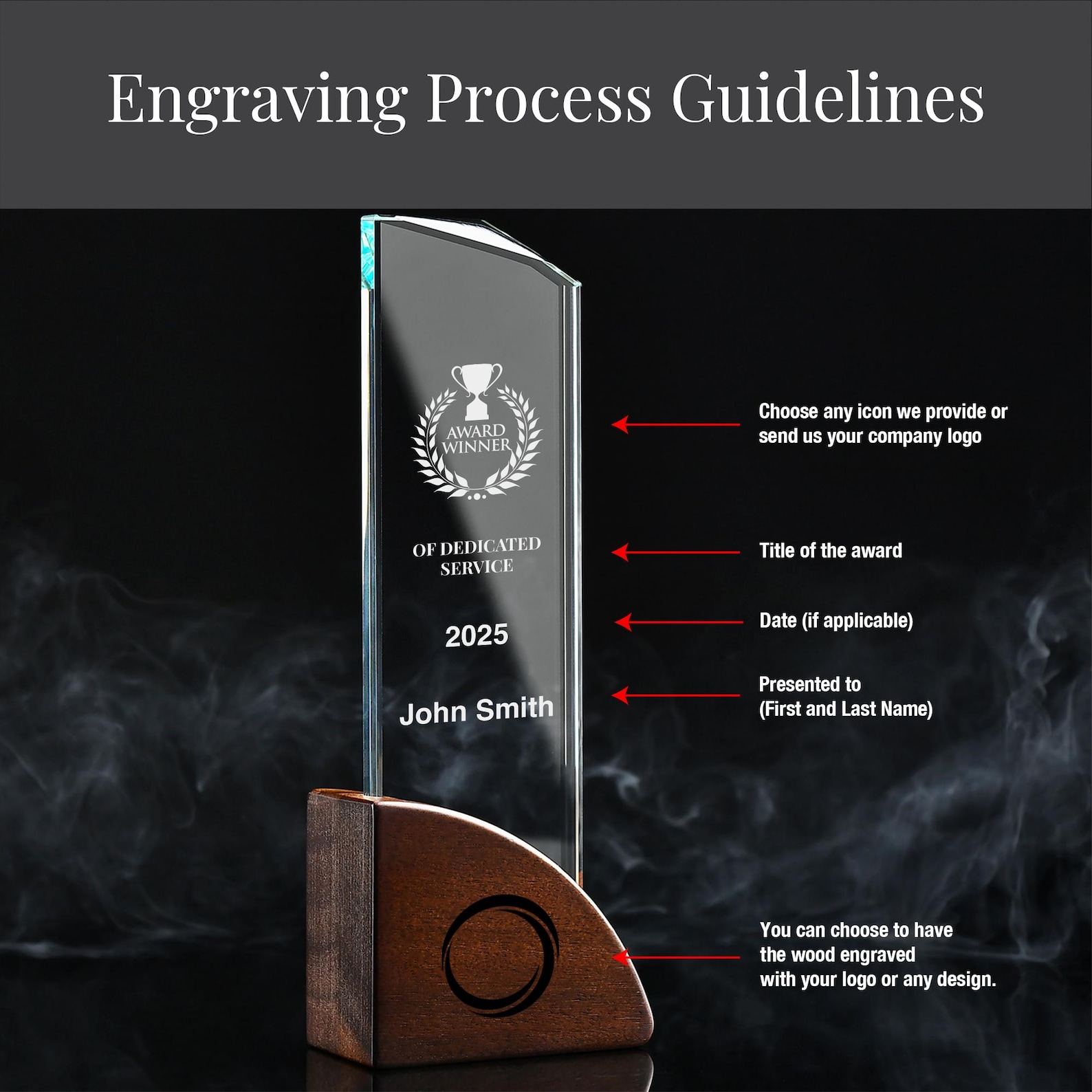 Personalized Crystal Wood Plaque Medical Summit Award Custom Engraved ...