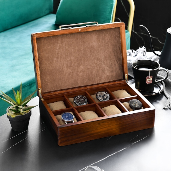 Watch Box For Men Personalized Watch Storage Box with 8 | Etsy