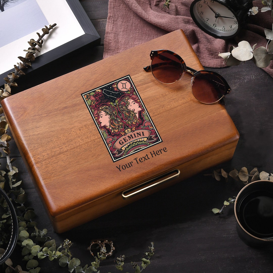 Gemini Gift Custom Zodiac Sign Box Birthday Gift, Wooden Jewelry Box ...