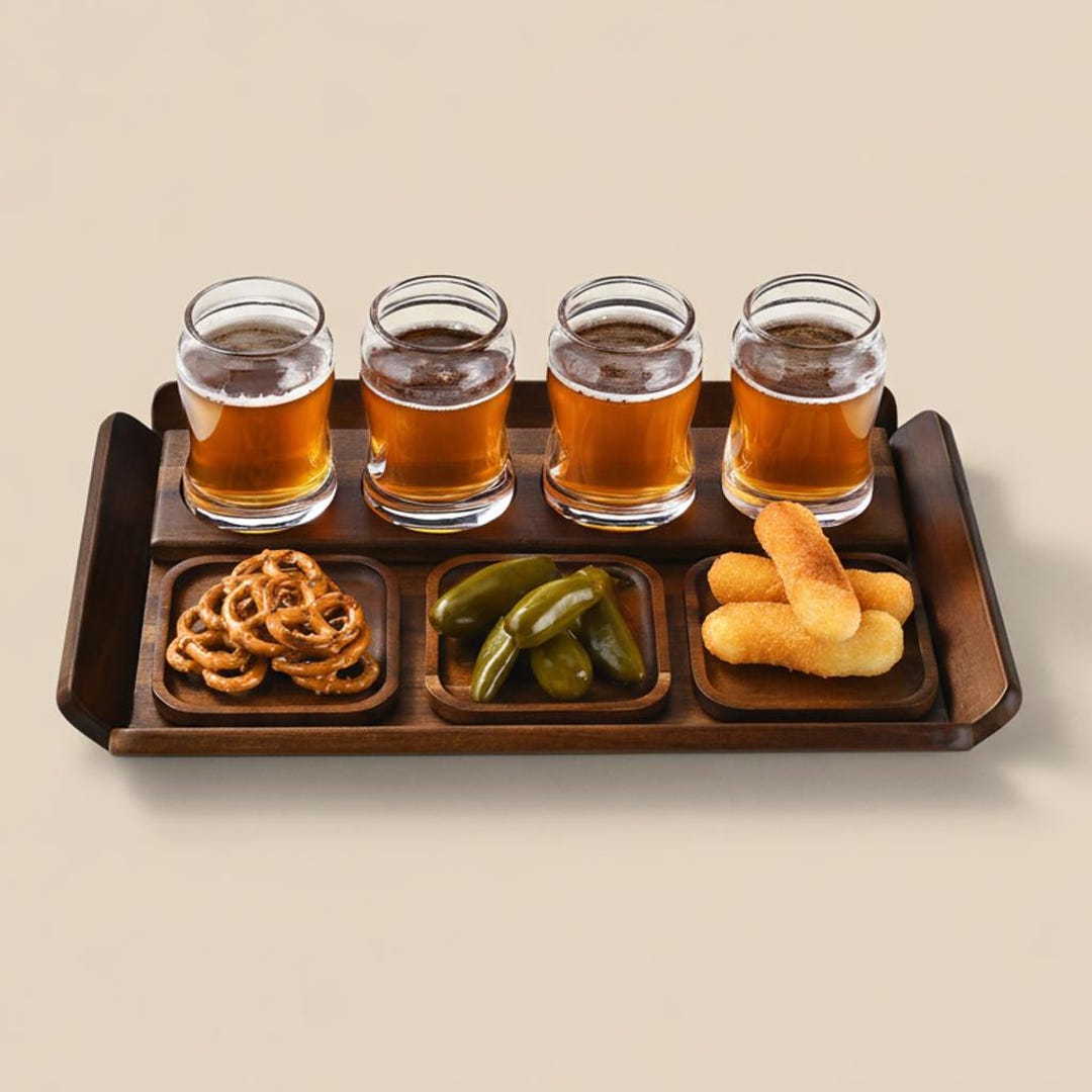 Engraved Wooden Beer Flight Tasting Tray With Coasters and Glasses Gift ...