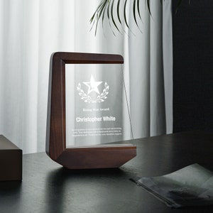 Employee Recognition Office Award - Engraved Wood Stand Trophy for ...
