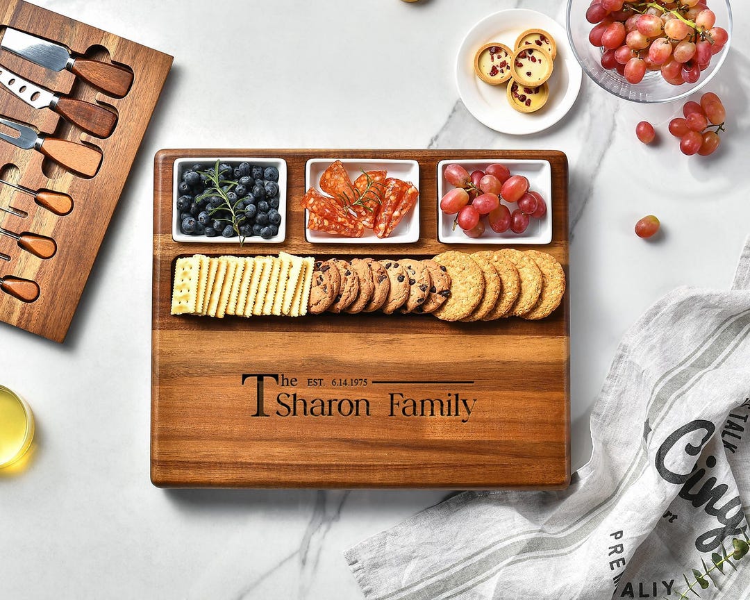 Personalized Charcuterie Plank for Appetizers Tapas, Meat and Cheese Cracker Tray With 5 Picks ...