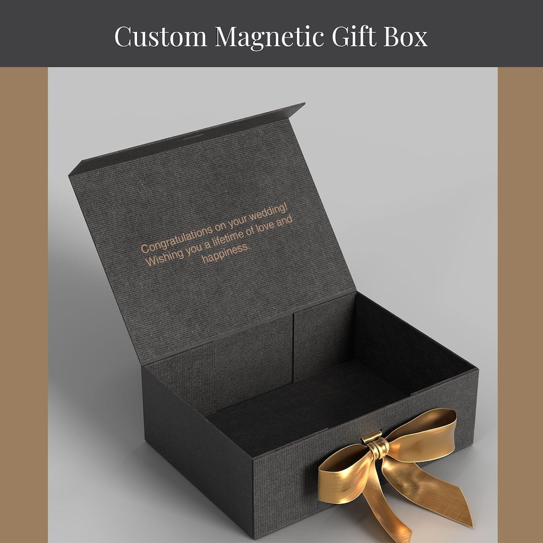 Custom Magnetic Gift Box With Ribbon Personalized Message Luxury ...