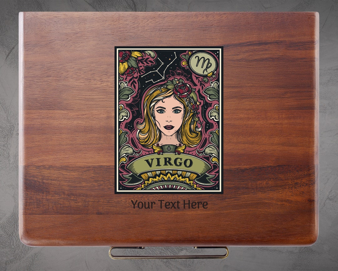 Virgo Gift Custom Zodiac Sign Box Birthday Gift, Wooden Jewelry Box ...