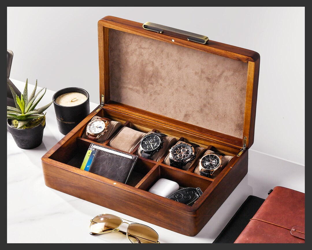 Watch Box for Men Personalized Watch Storage Box With 5 - Etsy