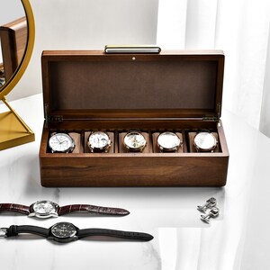 Custom Watch Box for Men 5 Slot Natural Wood Jewelry & Small ...