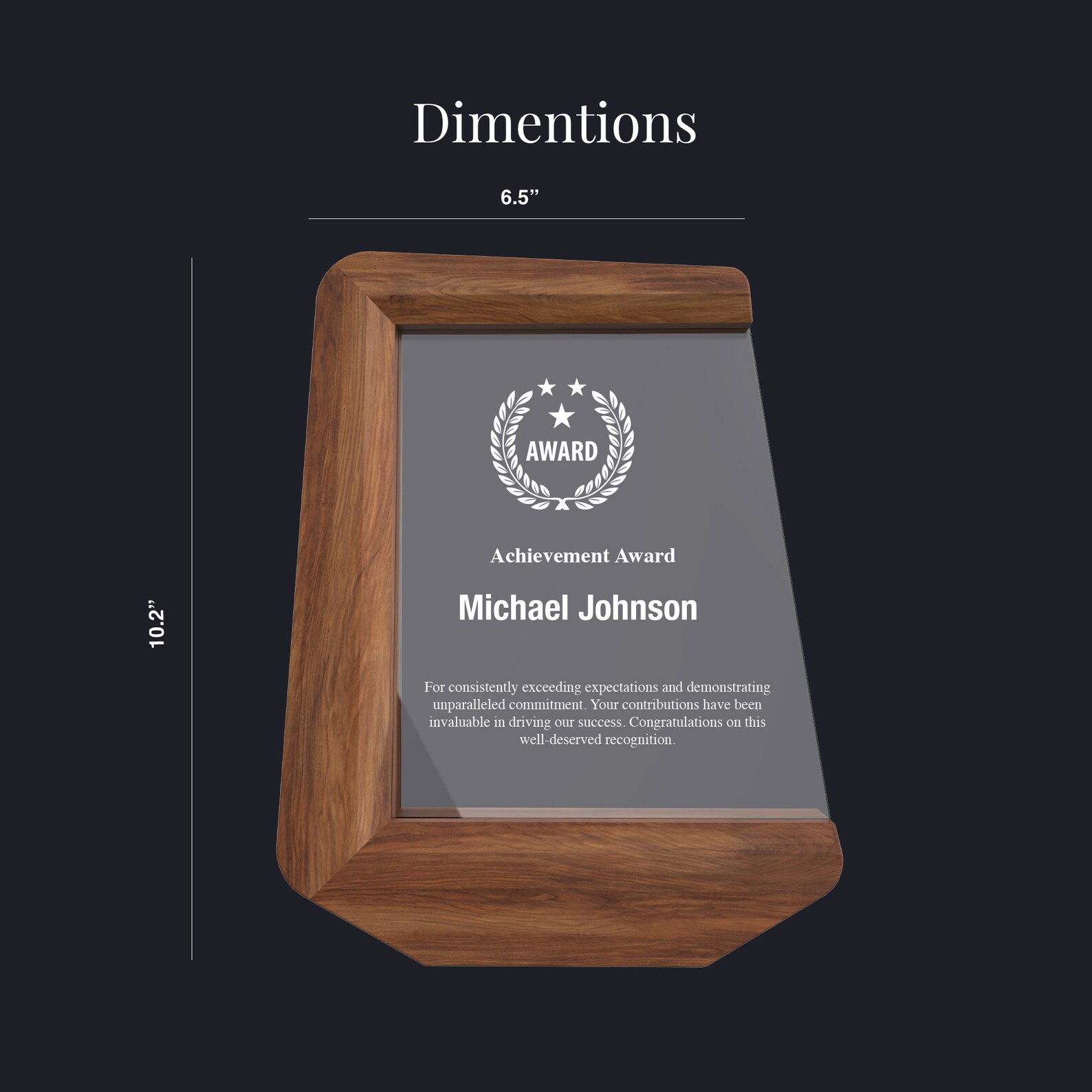 Employee Recognition Office Award Engraved Wood Stand Trophy for Staff ...