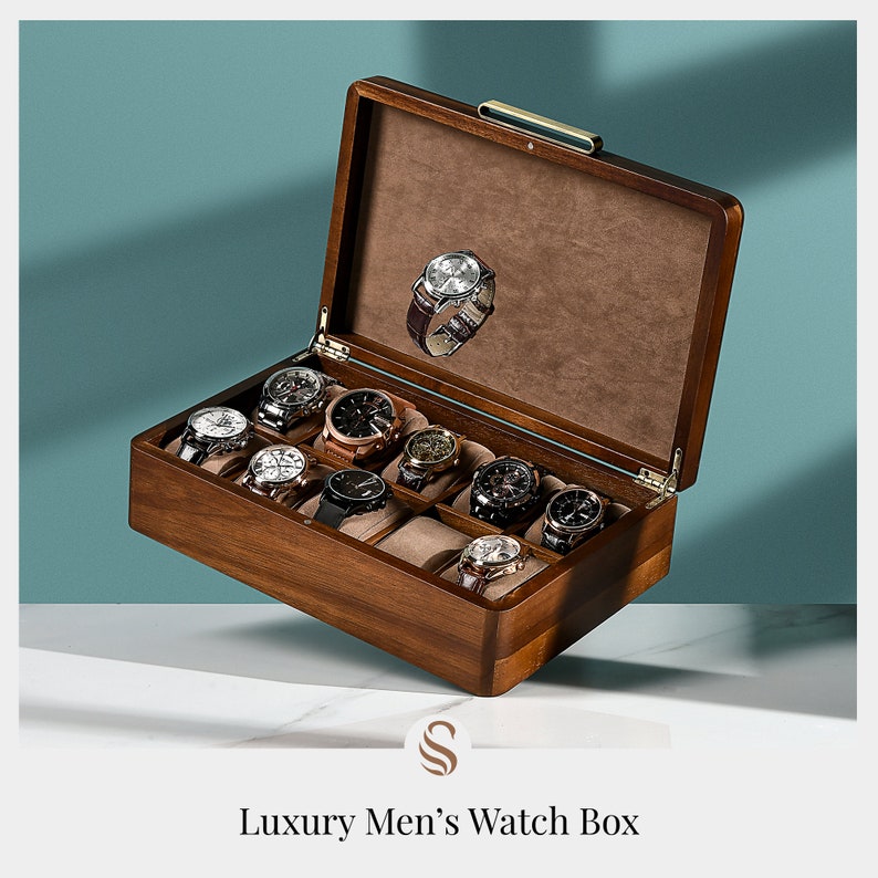 Watch Box for Men Personalized Watch Storage Box With 10 - Etsy