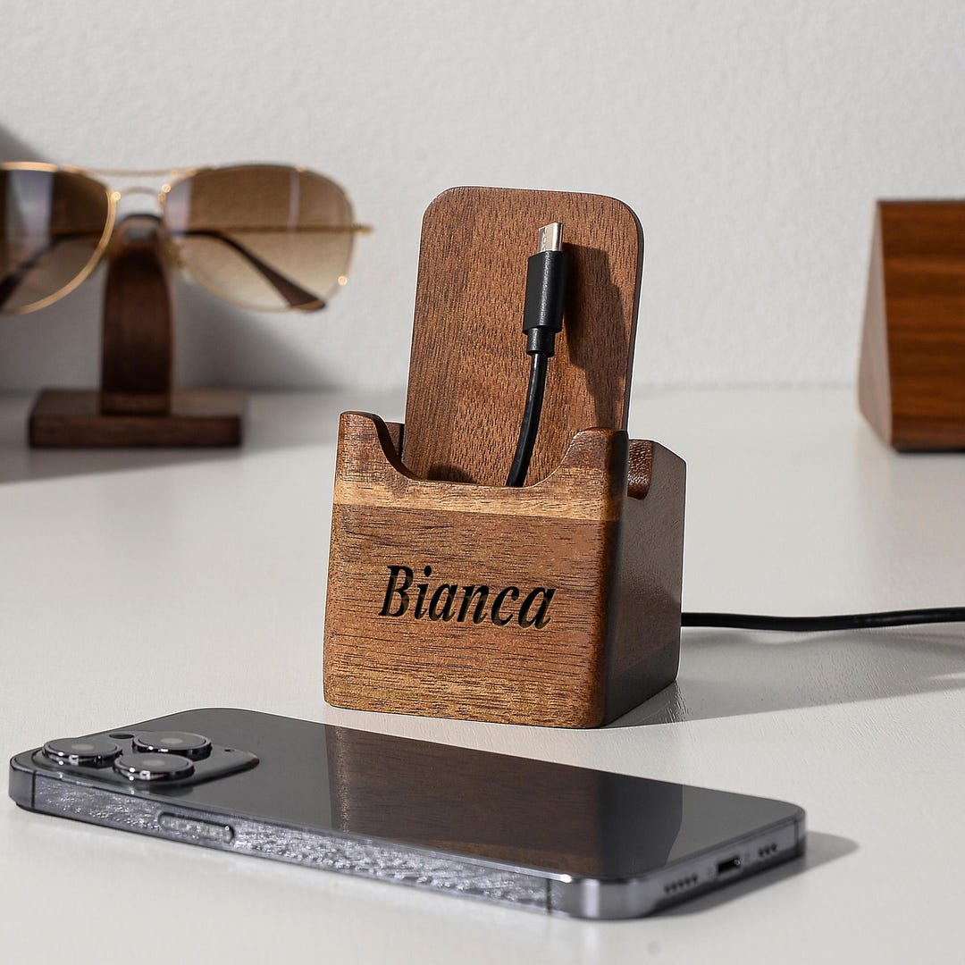 Custom Engraved Wooden Phone Stand Smartphone Stand Office Desk Phone ...
