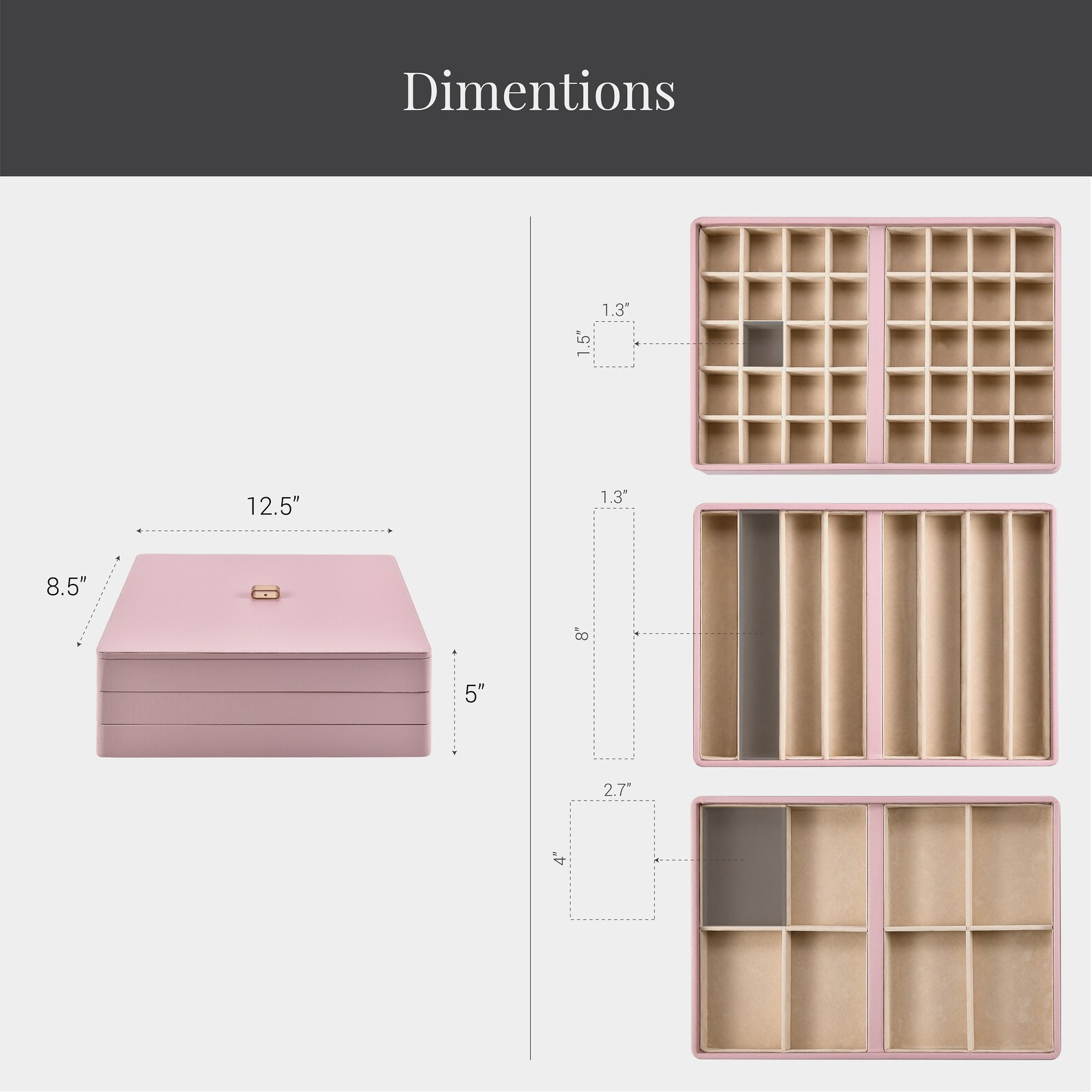 Personalized 3 Piece Jewelry Tray Set Stackable Pink Leather - Etsy