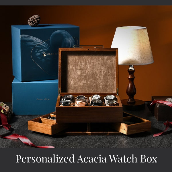 Wooden Watch Box With Pull Out Drawer - Etsy