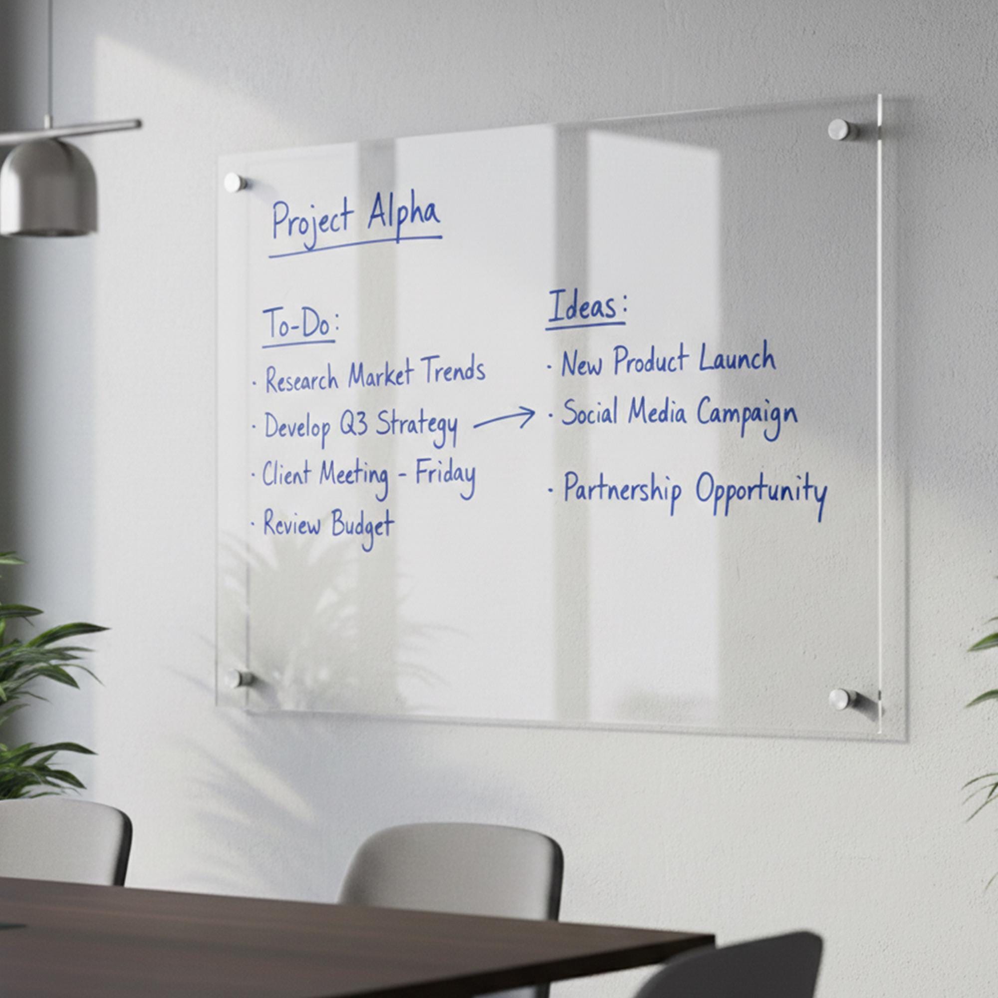 Meeting Room Writable Blank Acrylic Board Wall Mounted Office Task ...