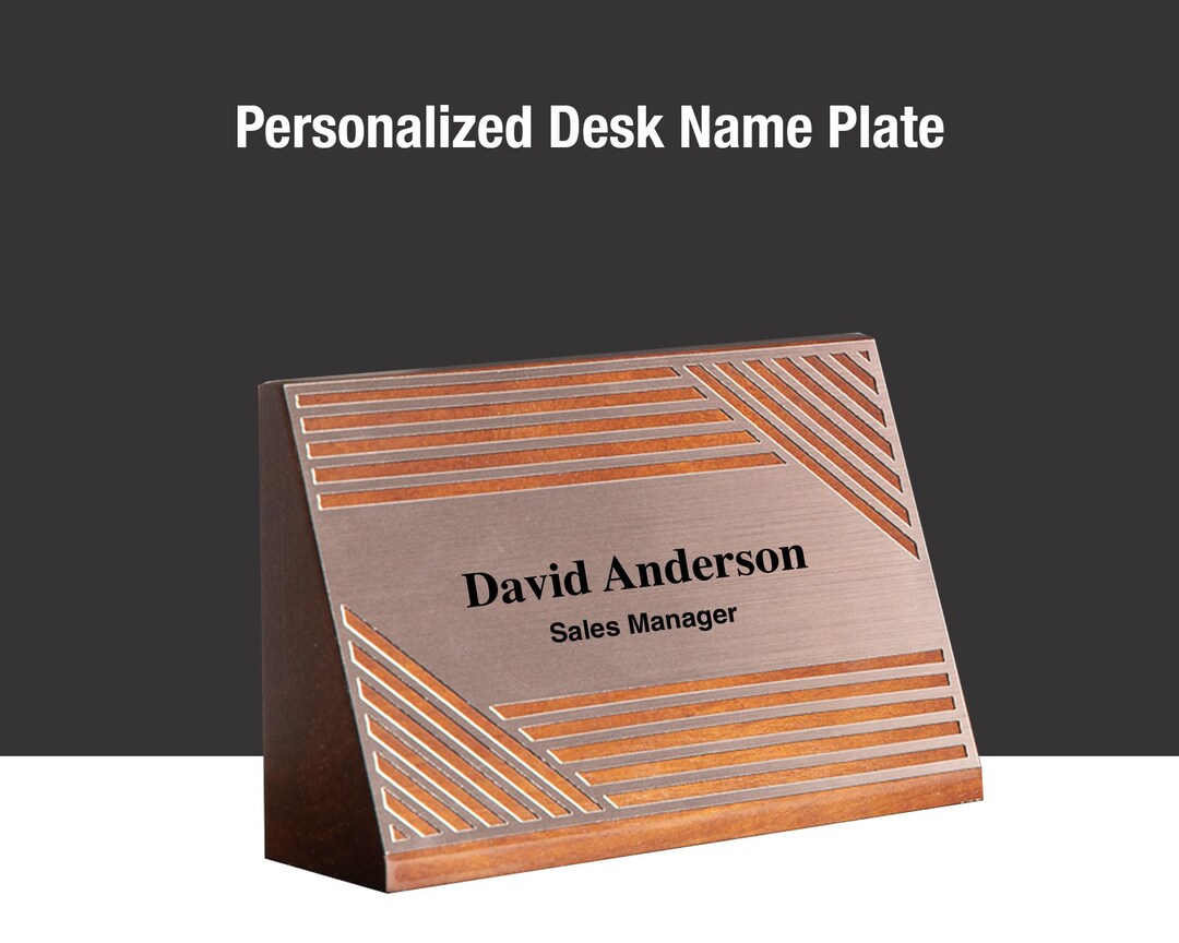 Wooden Name Plate for Desk - Customized Engraved Desk Wedge Perfect New ...
