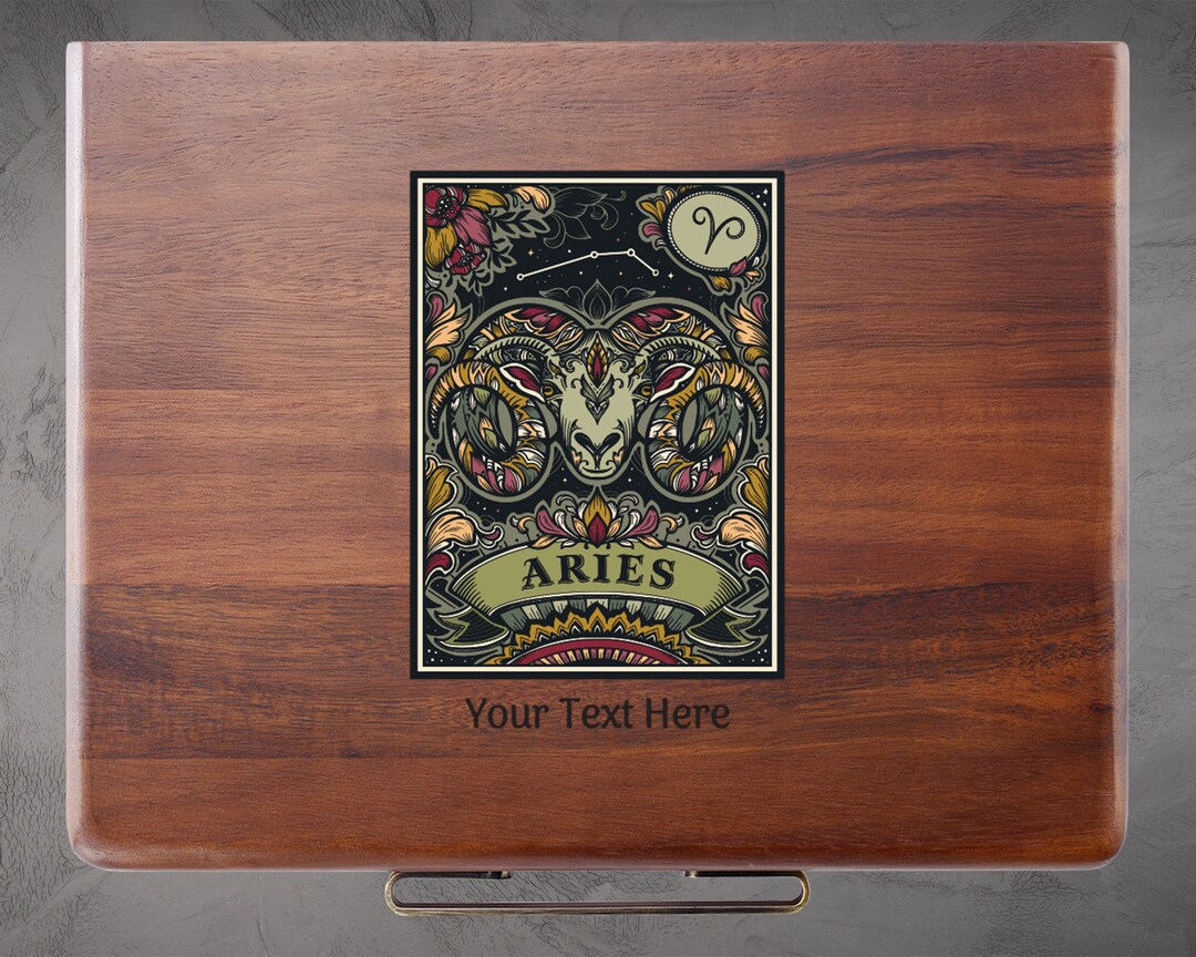 Aries Gift Custom Zodiac Sign Box Birthday Gift, Wooden Jewelry Box ...