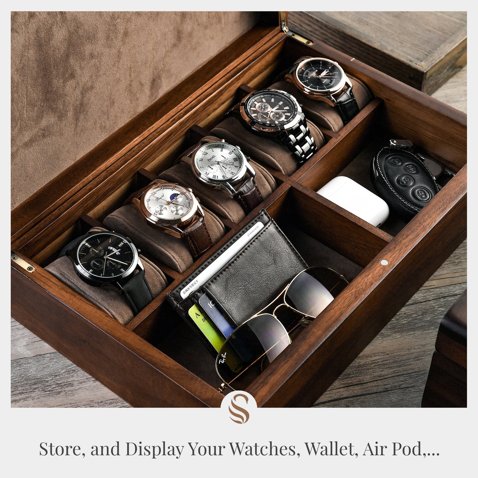 Watch Box for Men Personalized Watch Storage Box With 5 - Etsy