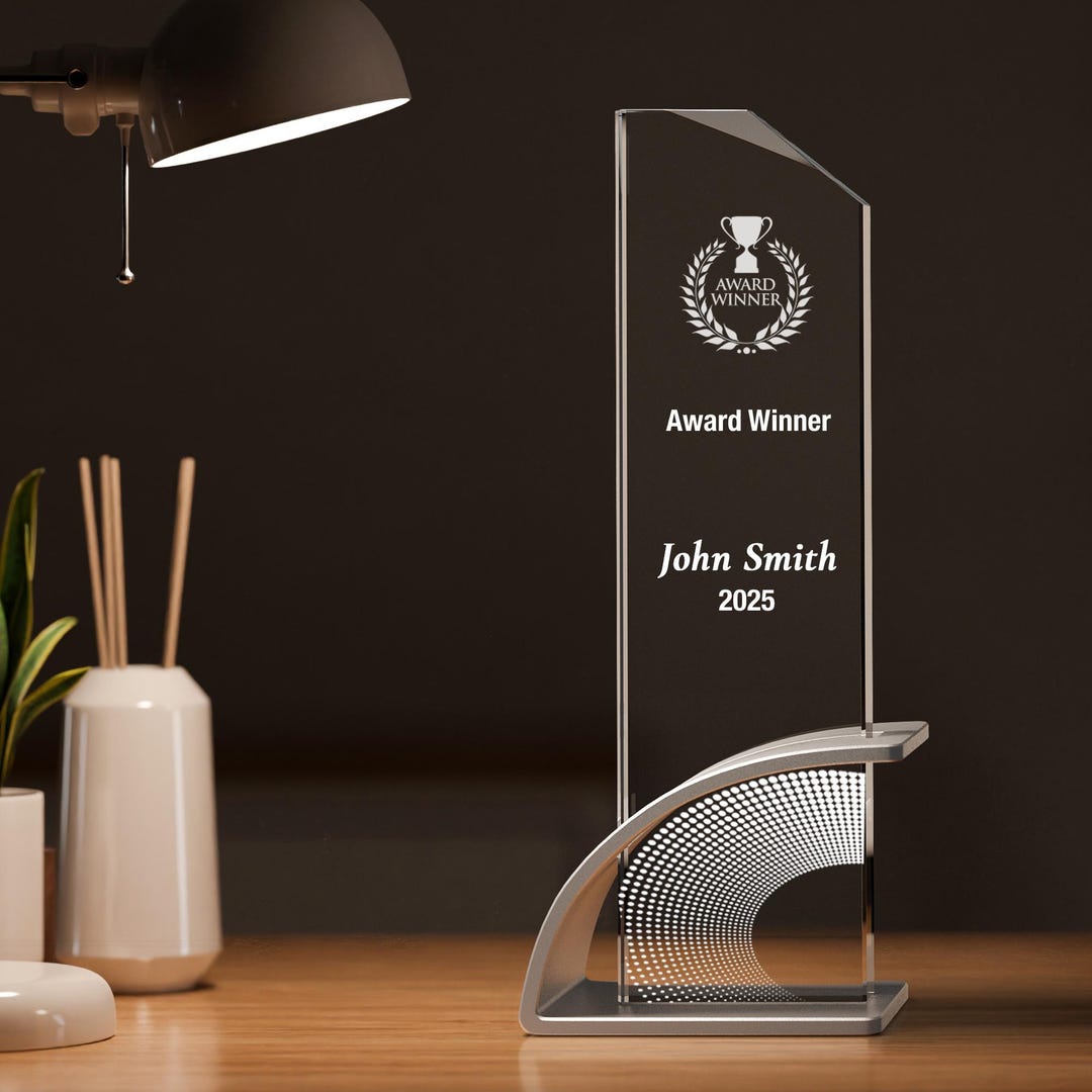 Custom Crystal Award Plaque Laser Engraved - Personalized Trophy for ...