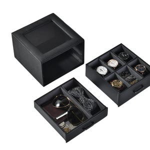 Personalized Men's Watch Box With 2 Drawers Watch Display Case for 5 ...