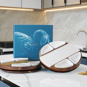 Modern Lazy Susan Turntable Upgraded Round Charcuterie Board Set With ...