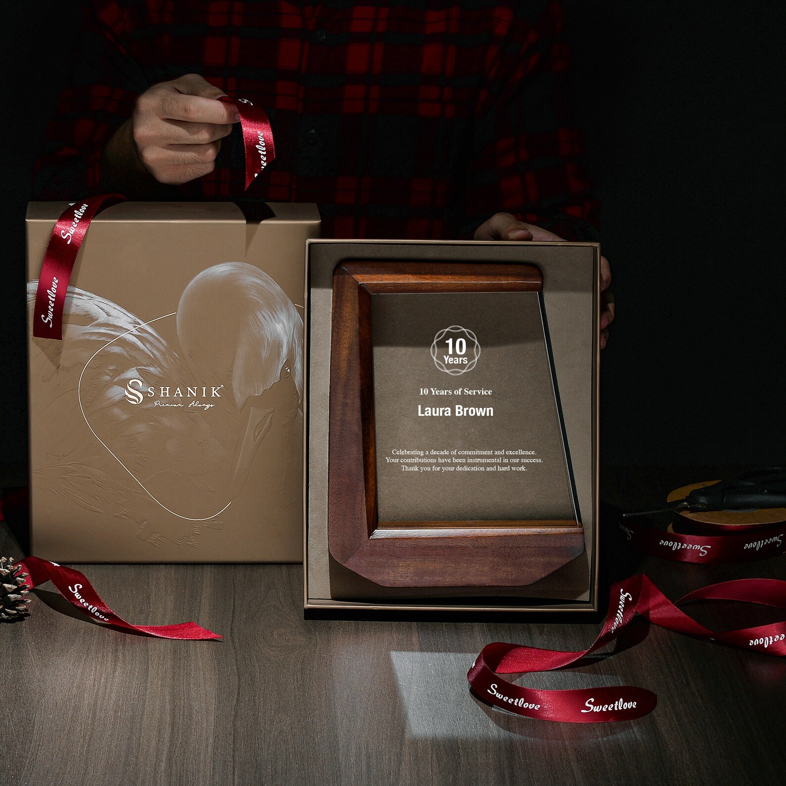 Employee Recognition Office Award Engraved Wood Stand Trophy for Staff ...