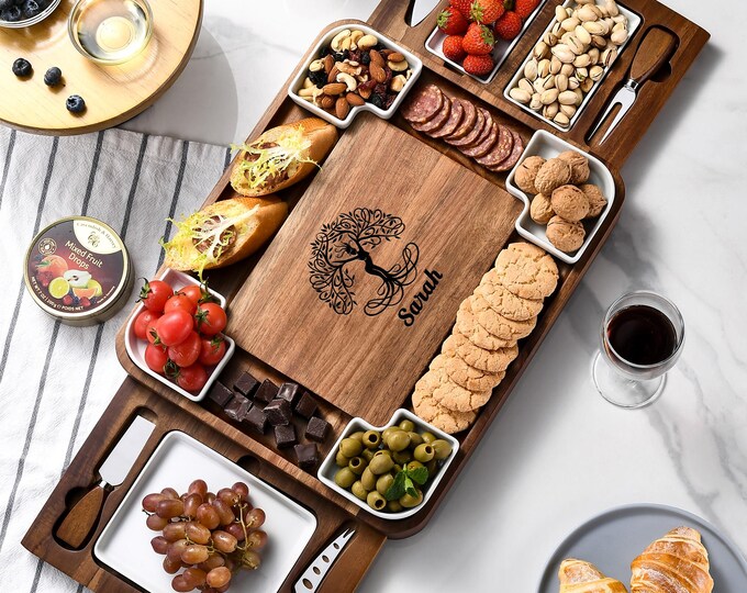 Personalized Live Edge Charcuterie Board - Custom Engraved Cheese Board ...