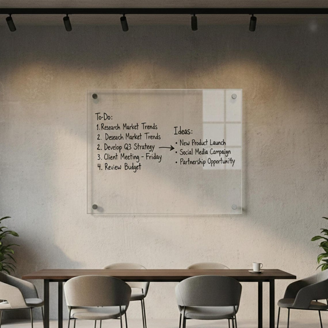 Meeting Room Writable Blank Acrylic Board Wall Mounted Office Task ...