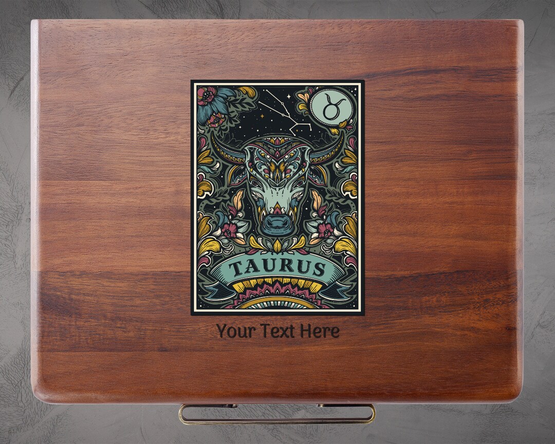 Taurus Gift Custom Zodiac Sign Box Birthday Gift, Wooden Jewelry Box ...