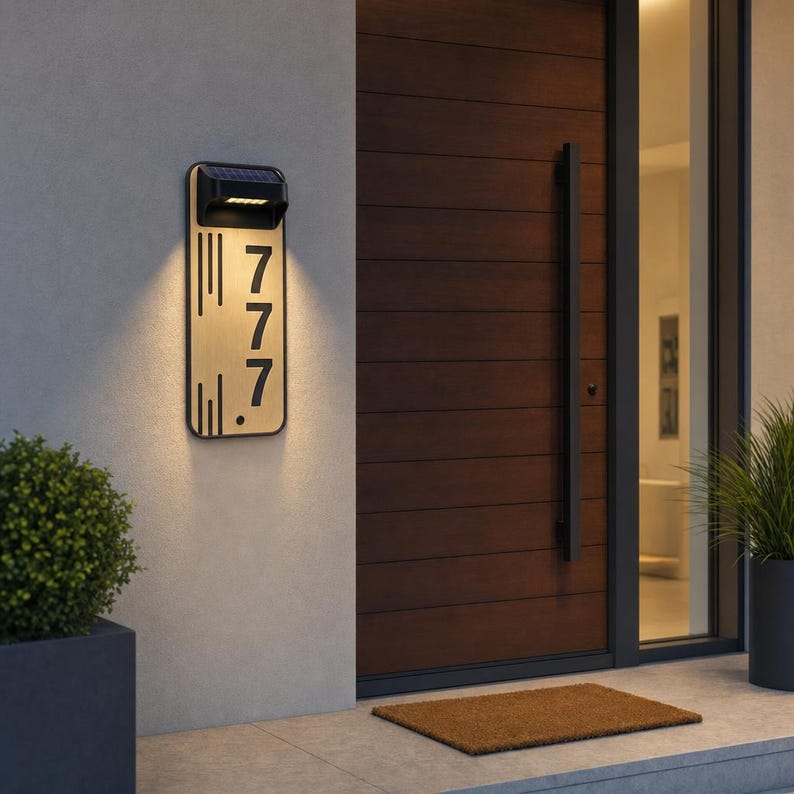 Modern Address Sign Solar House Number Personalized Acrylic Plaque ...
