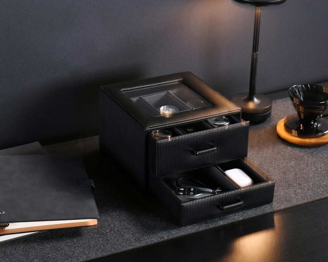 Custom Shadow Box for Watches Mens Valet Box Organizer With Cufflink ...