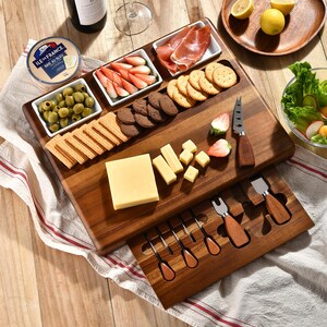 Personalized Charcuterie Plank for Appetizers Tapas, Meat and Cheese Cracker Tray With 5 Picks ...