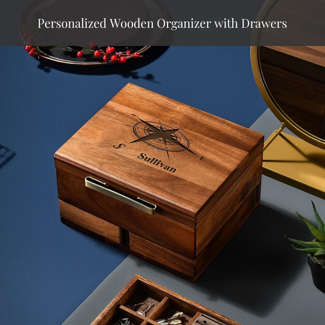 Personalized Watch Box for Men 8 Divider Slots Engraved Wooden Jewelry ...