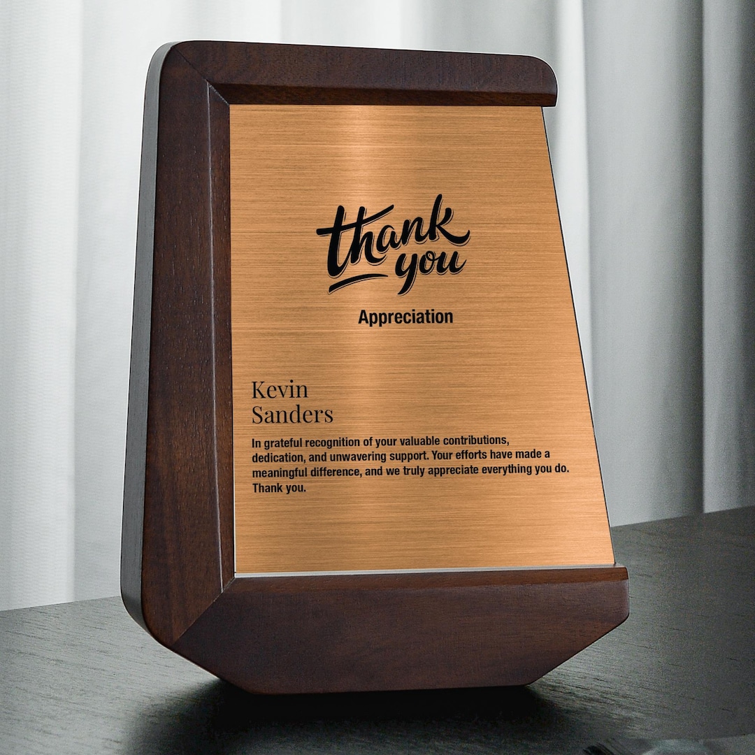 Kindness Award Copper Desk Trophy Personalized Human Values Plaque ...