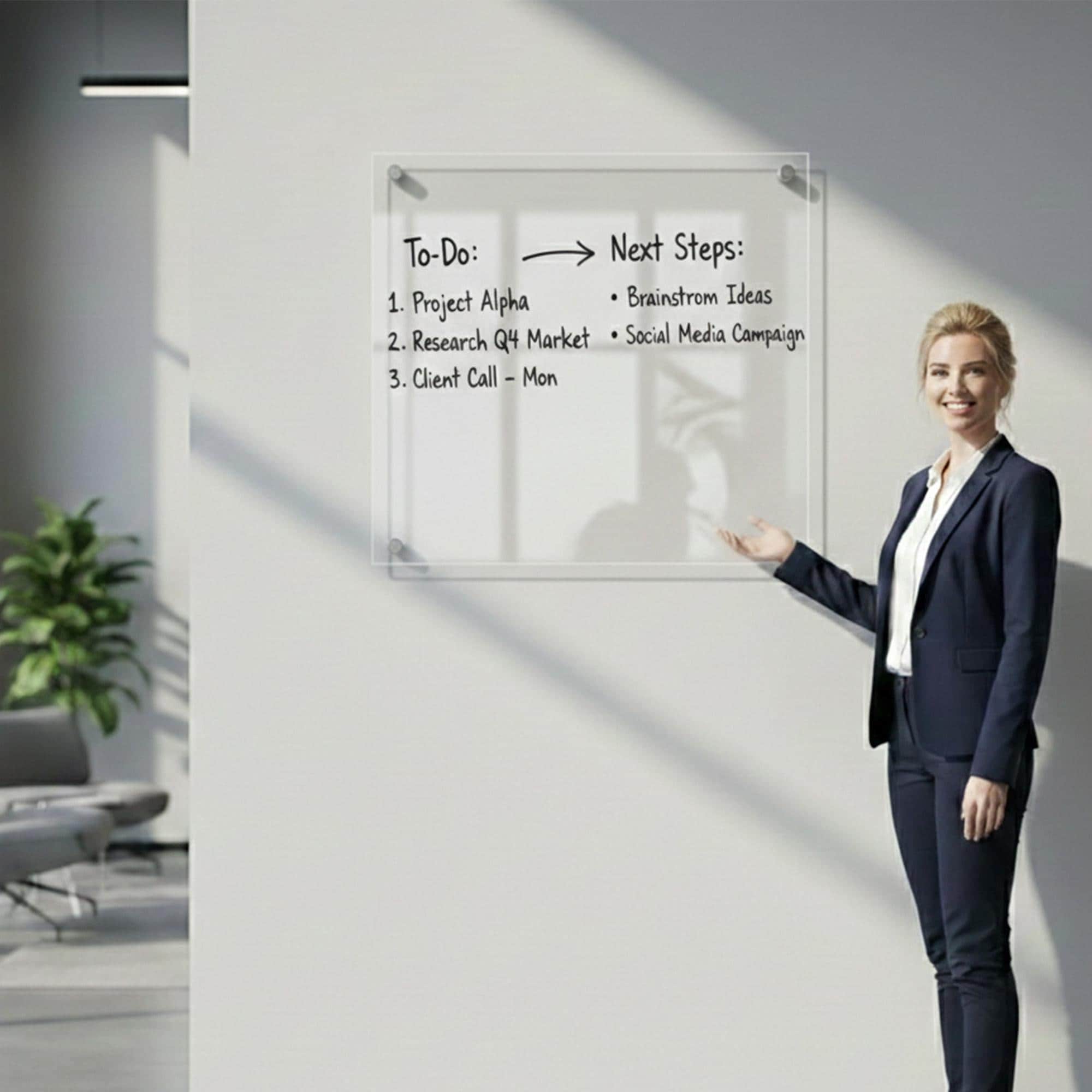 Meeting Room Writable Blank Acrylic Board Wall Mounted Office Task ...
