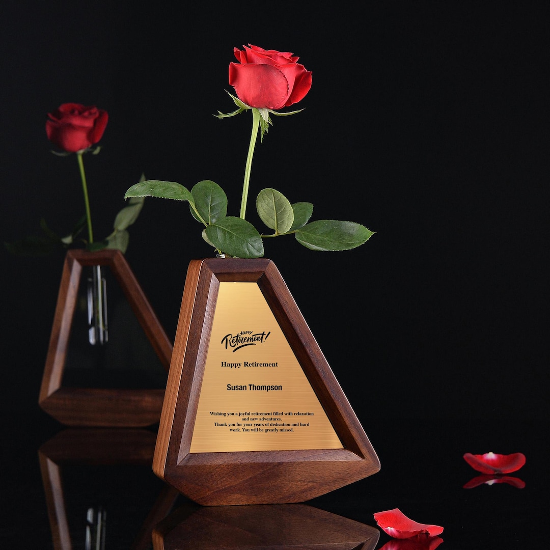 Custom Acrylic Award Plaque With Test Tube Vase - Personalized Vase ...