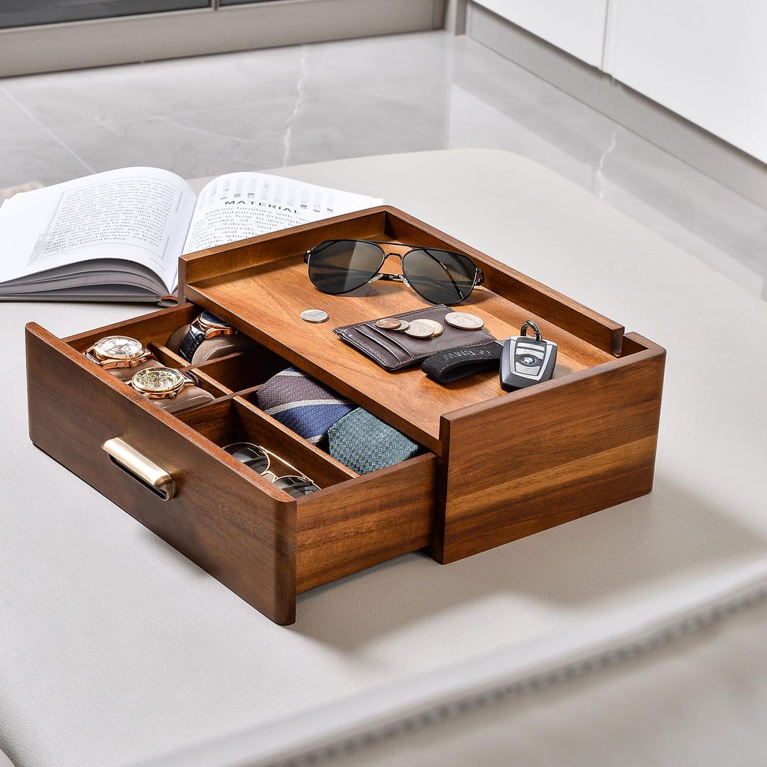 Mens Valet Box Personalized Anniversary Gifts for Him Engraved Wood ...