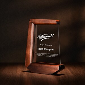 Employee Recognition Office Award - Engraved Wood Stand Trophy for ...