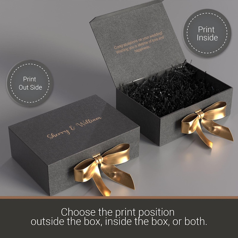 Custom Magnetic Gift Box With Ribbon Personalized Message Luxury ...