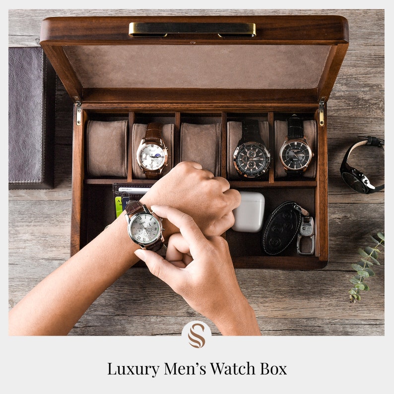 Watch Box for Men Personalized Watch Storage Box With 5 - Etsy