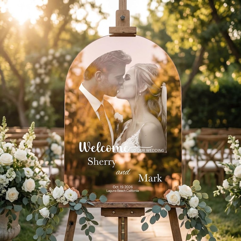 Wedding Welcome Sign With Picture Wedding Aisle Sign Decor Wedding Item ...