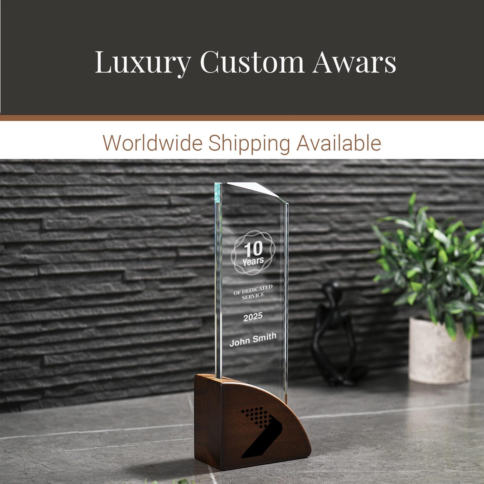 Personalized Crystal Wood Plaque Medical Summit Award Custom Engraved ...