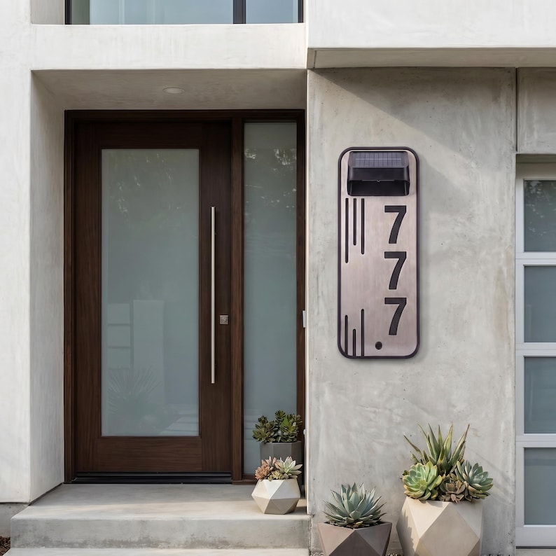 Modern Address Sign Solar House Number Personalized Acrylic Plaque ...