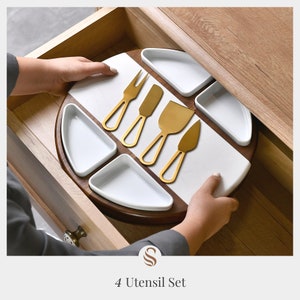 Modern Lazy Susan Turntable, Upgraded Round Charcuterie Board Set With ...