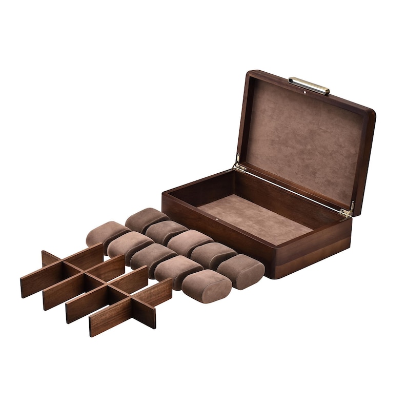Solid Wood Watch Box for Men With 10 Compartments and Cushions Included ...