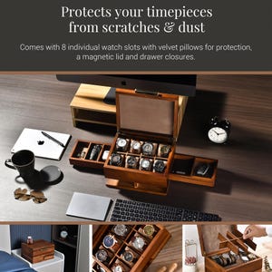 Personalized Watch Box for Men 8 Divider Slots Engraved Wooden Men ...