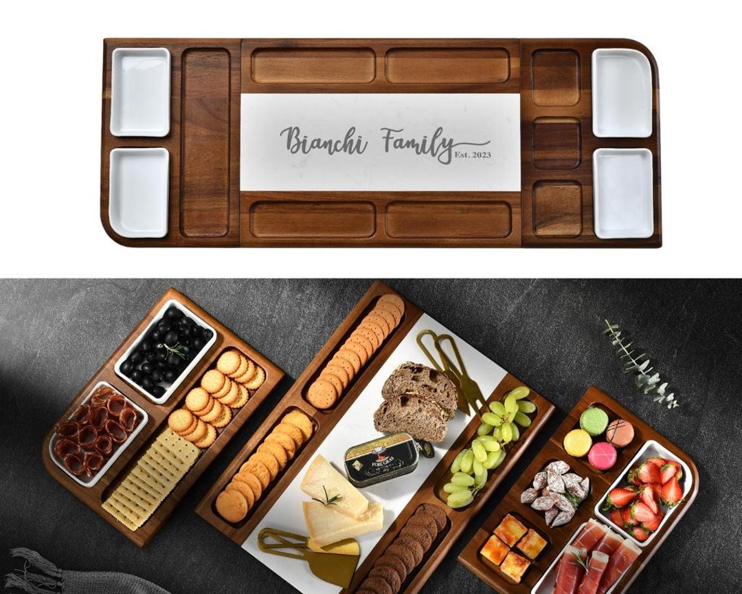 Wood Marble Cheese Board Set With Utensils, Personalized Gifts for Mom ...