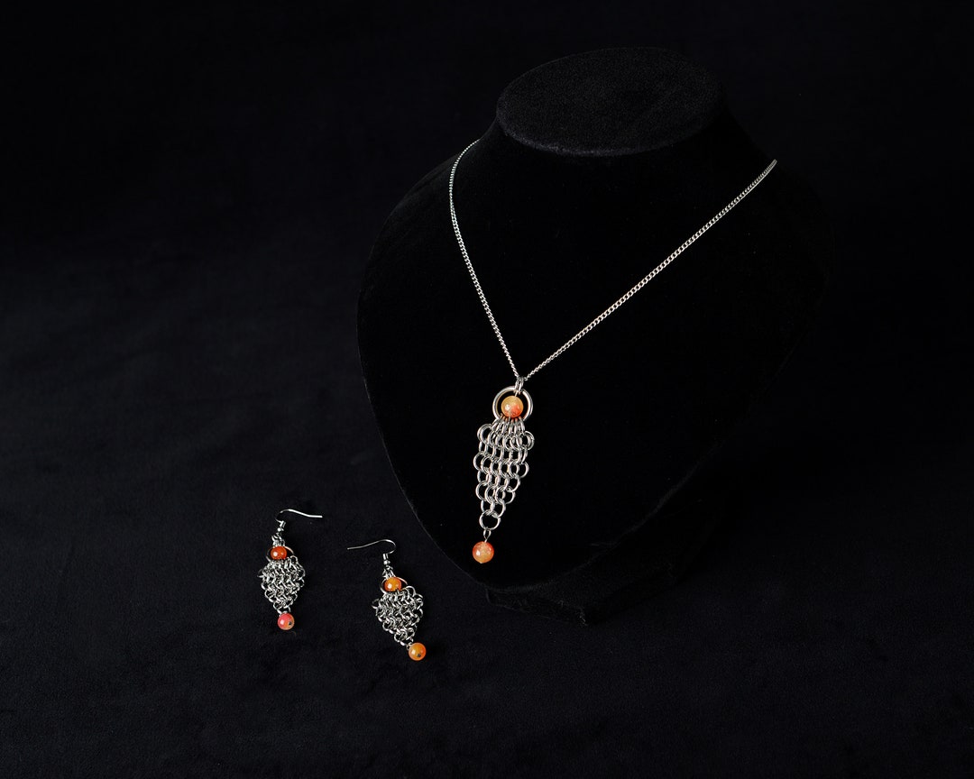 Archer Imprecis: Chainmail Jewelry Set With Stones, Chainmail Necklace ...