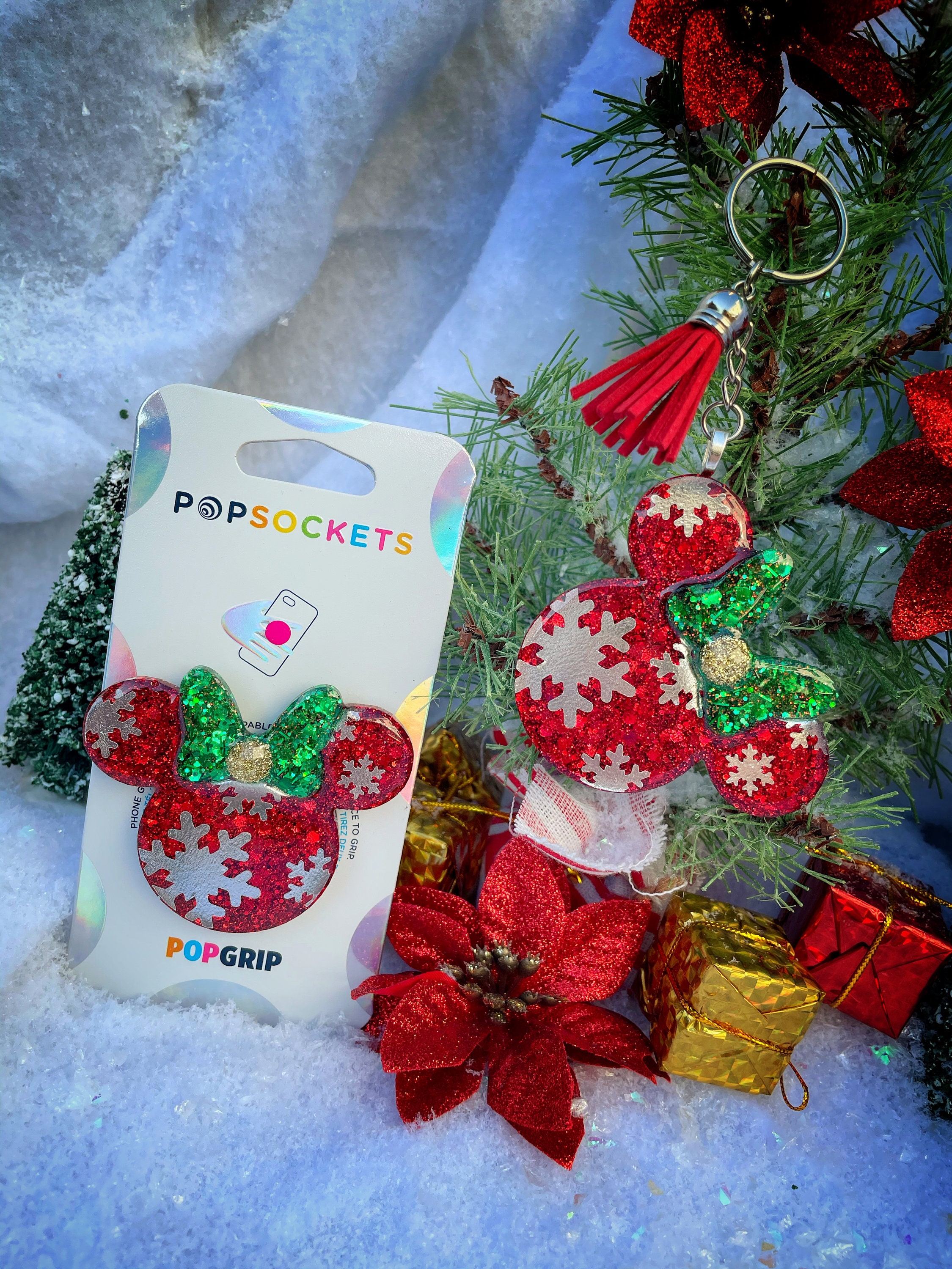 Christmas Mouse Popsocket/keychain/badge | Etsy